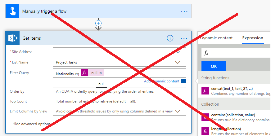 How To Check Null Value In Odata Filter Of Get Items Action In Flow